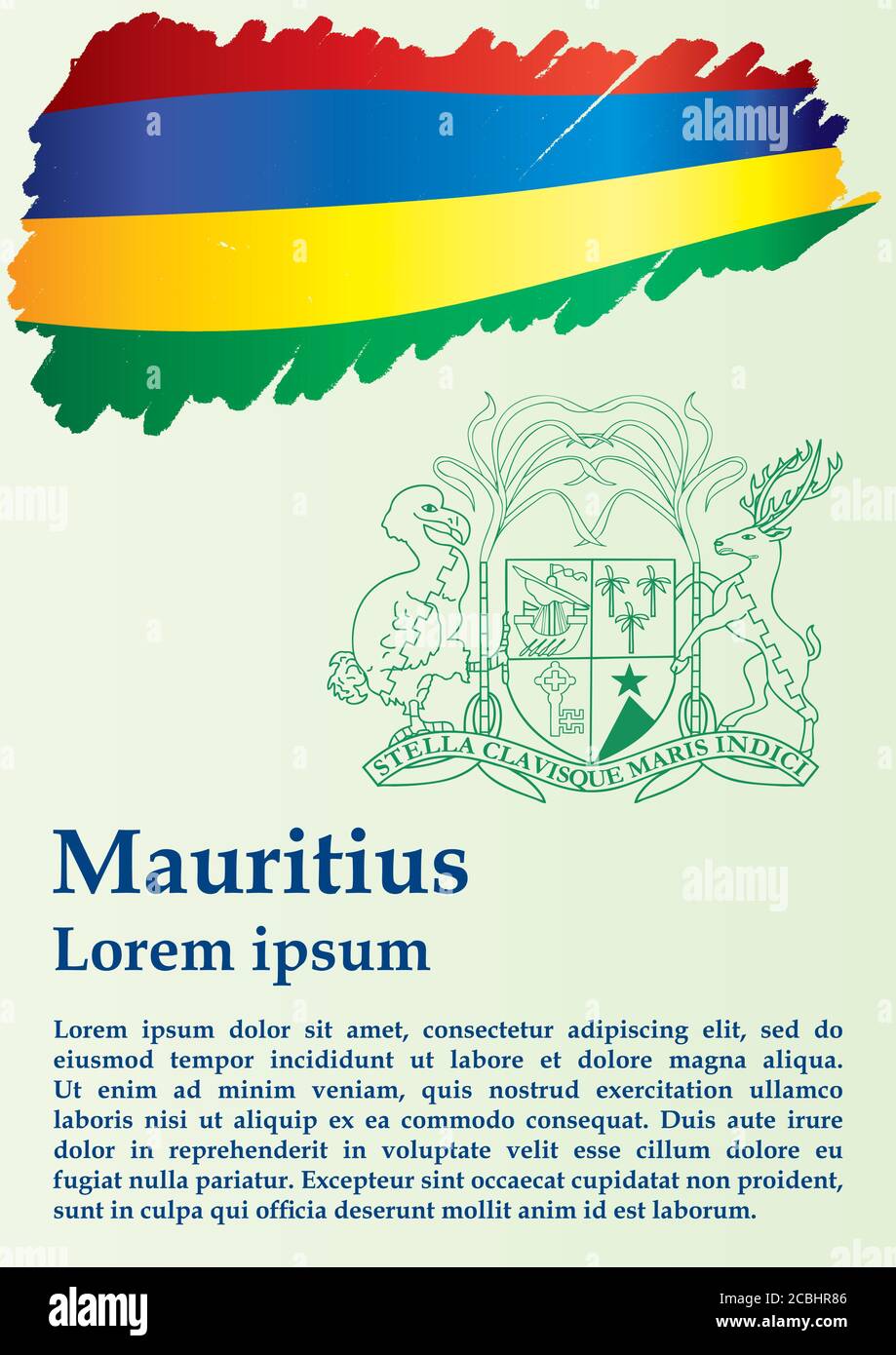 Flag of Mauritius, Republic of Mauritius. Bright, colorful vector ...