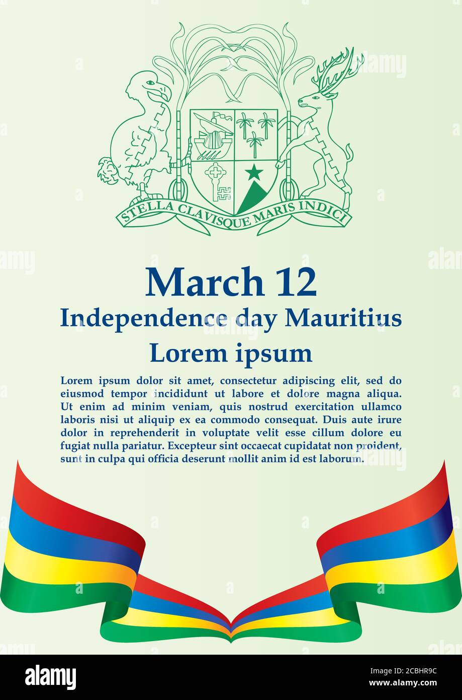 Flag of Mauritius, Republic of Mauritius. March 12, Independence day ...
