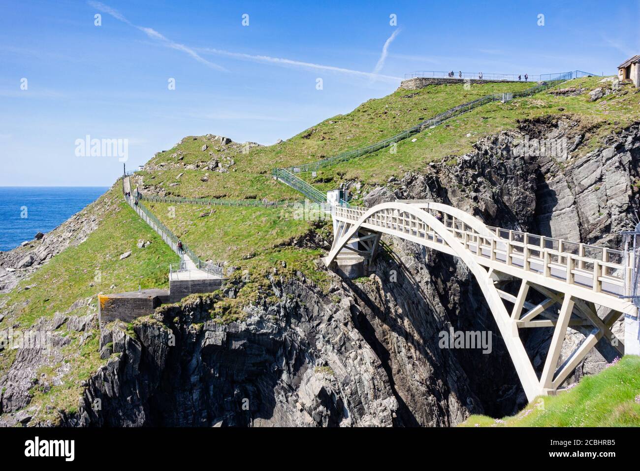 View of the bridge between the two cliffs of the Mizen Islands Head ...