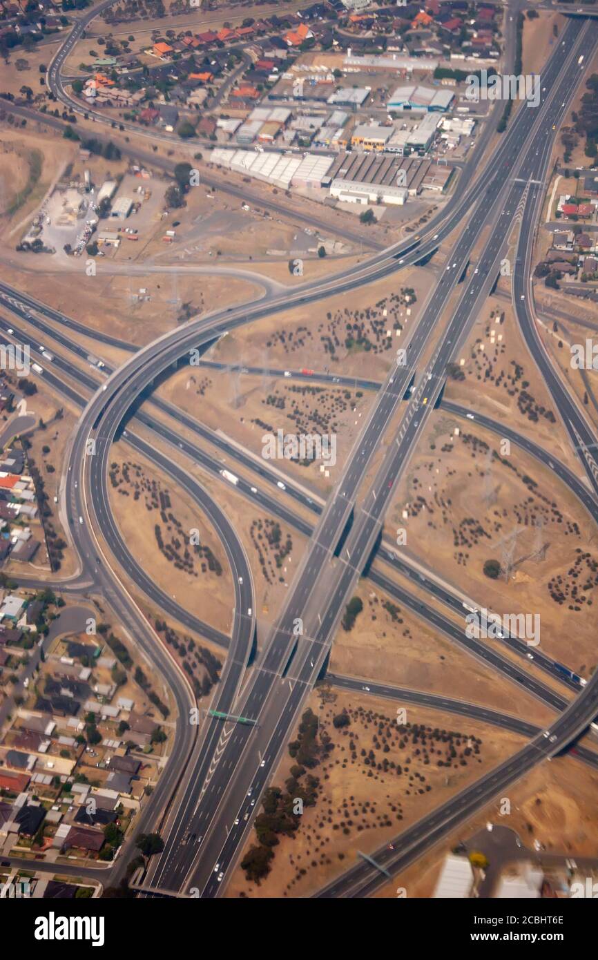Aerial view of road intersection in Queensland, Australia Stock Photo ...
