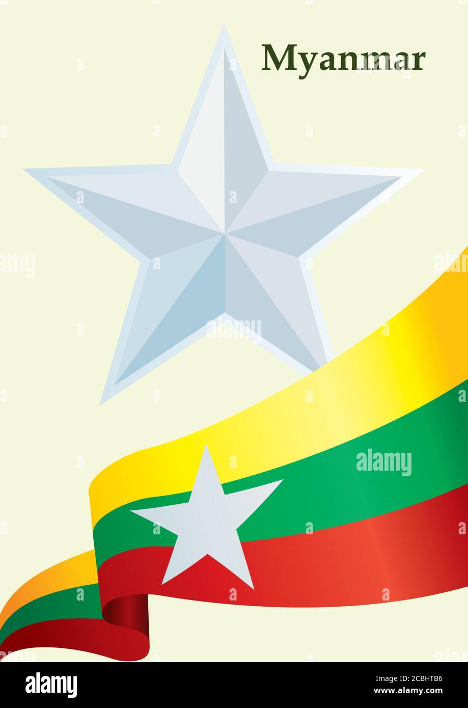 Flag of Myanmar, Republic of the Union of Myanmar. template for award ...