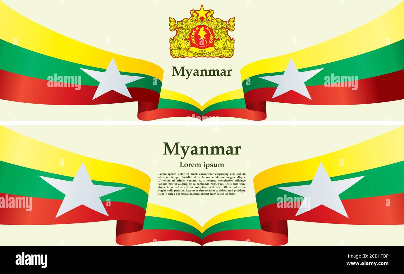 Flag of Myanmar, Republic of the Union of Myanmar. template for award ...