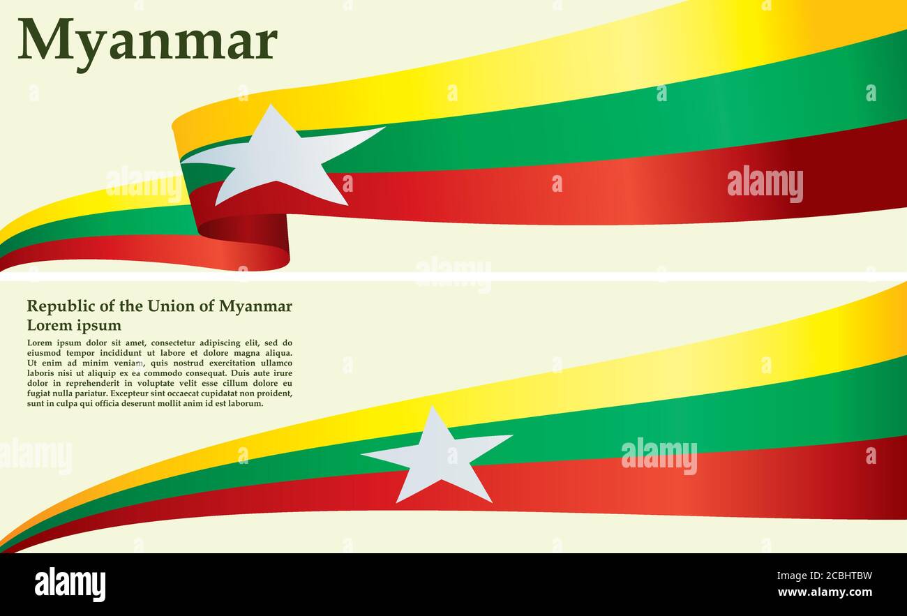 Flag of Myanmar, Republic of the Union of Myanmar. template for award ...