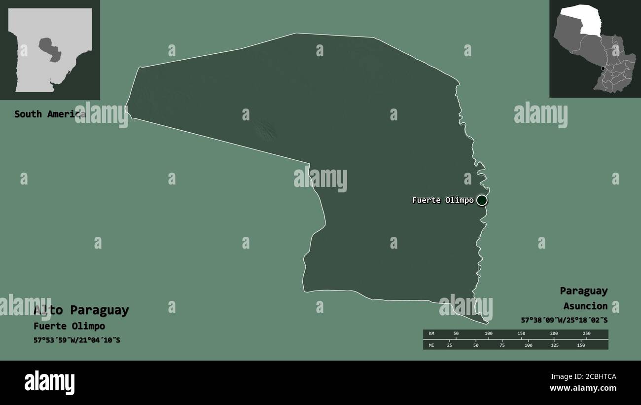 Shape of Alto Paraguay, department of Paraguay, and its capital ...