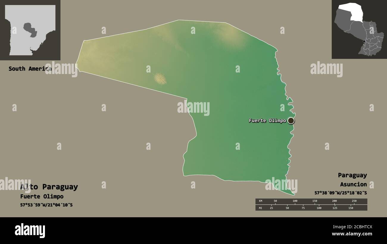 Shape of Alto Paraguay, department of Paraguay, and its capital ...