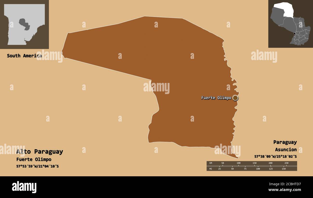 Shape of Alto Paraguay, department of Paraguay, and its capital ...