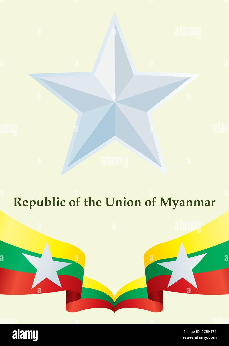 Flag of Myanmar, Republic of the Union of Myanmar. template for award ...