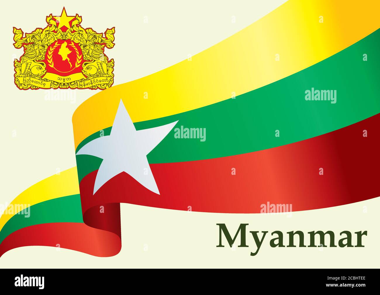 Flag of Myanmar, Republic of the Union of Myanmar. template for award ...