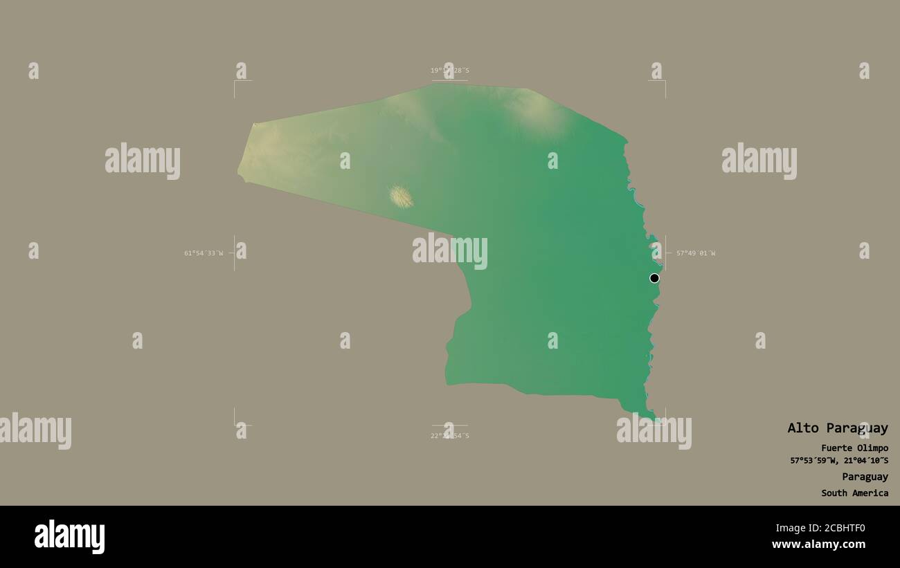 Area of Alto Paraguay, department of Paraguay, isolated on a solid ...