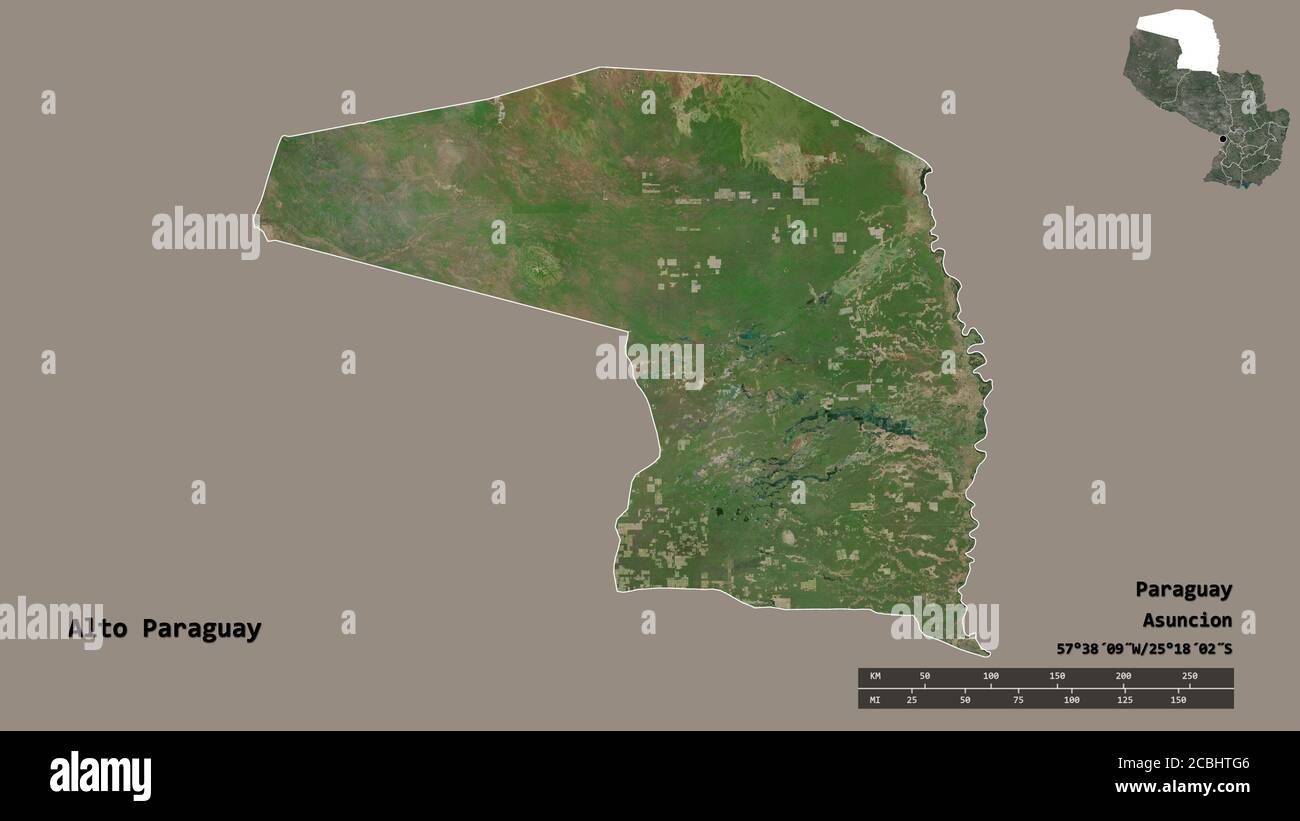 Shape of Alto Paraguay, department of Paraguay, with its capital ...