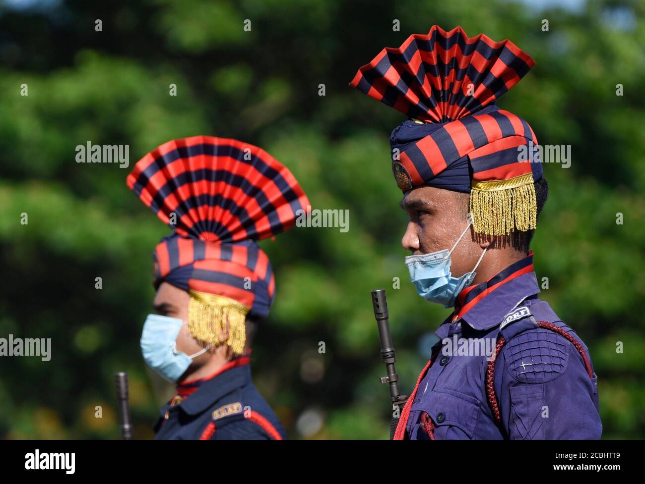 Guwahati, India. 13 August 2020. Indian paramilitary soldiers wearing ...