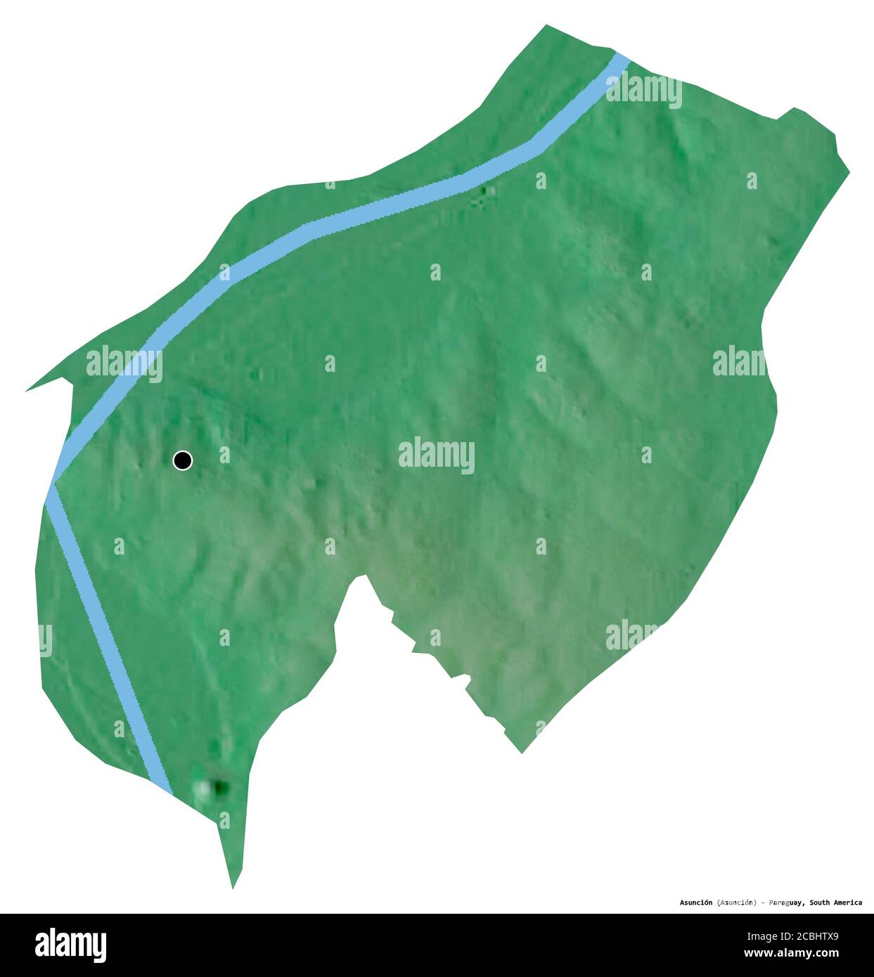 Shape of Asunción, capital district of Paraguay, with its capital ...