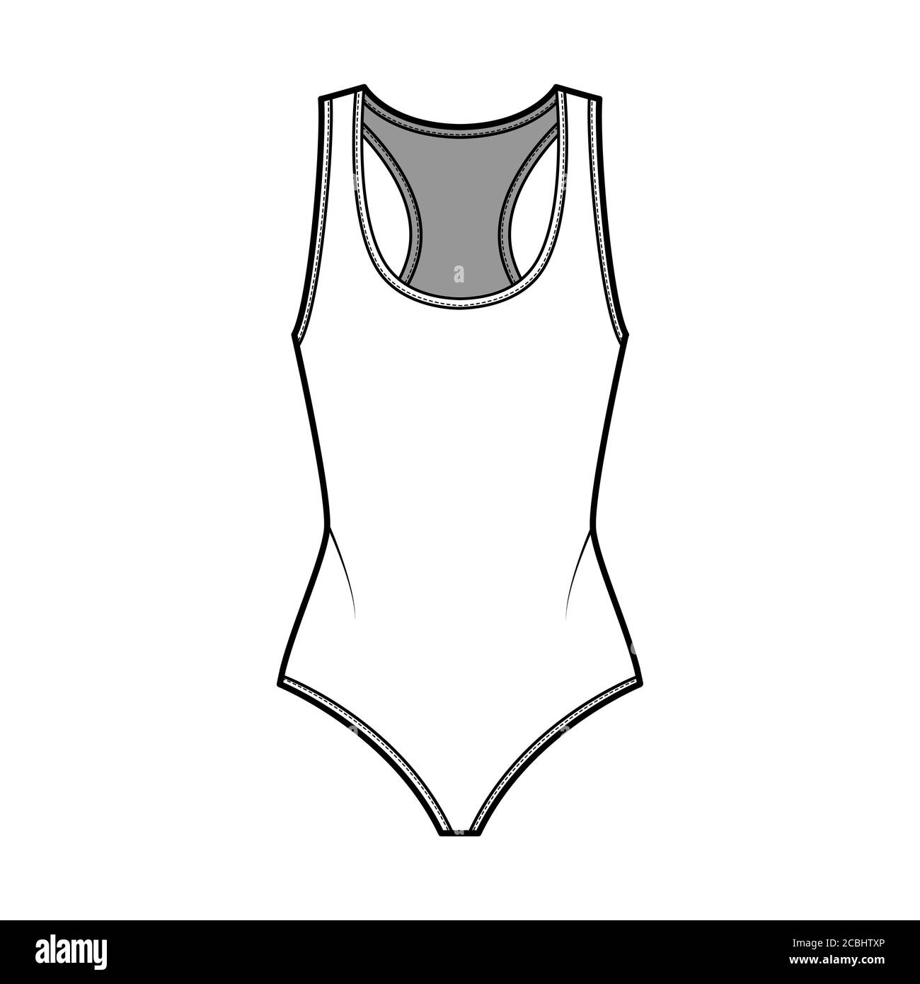 Black One Piece Swimsuit Stock Vector Images Alamy