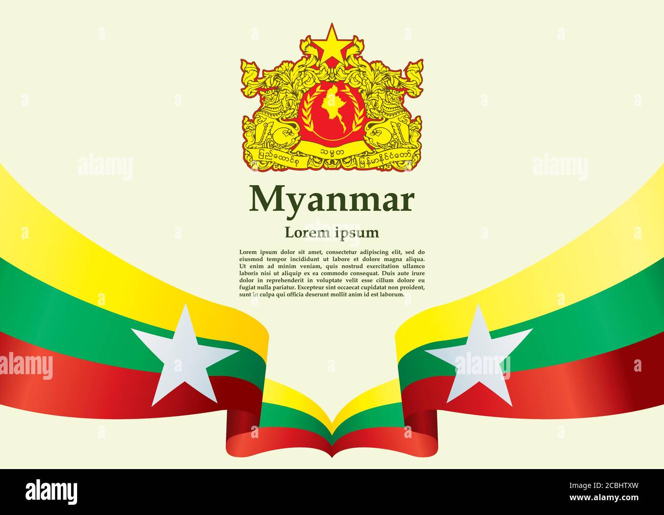 Flag of Myanmar, Republic of the Union of Myanmar. template for award ...