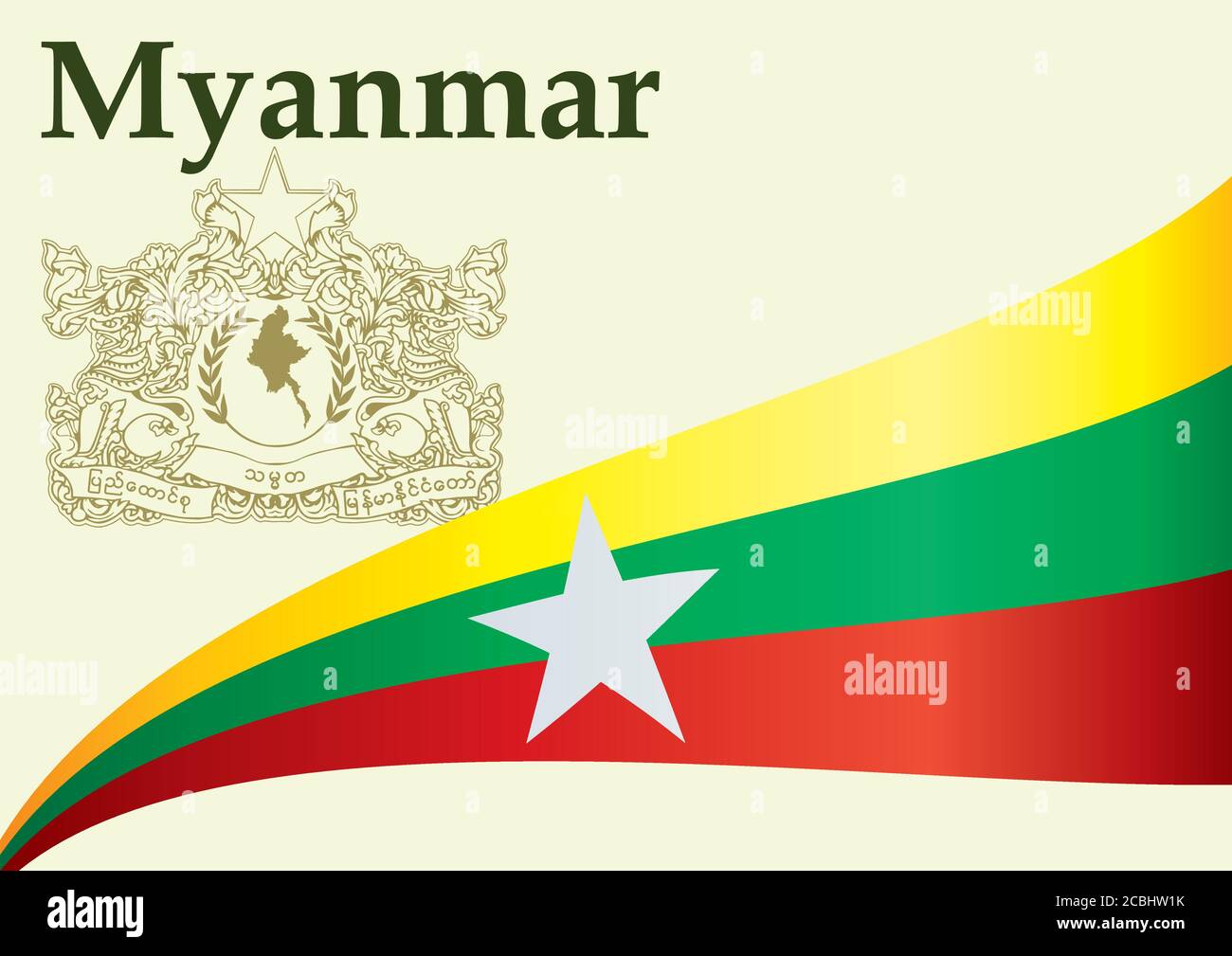 Flag of Myanmar, Republic of the Union of Myanmar. template for award ...