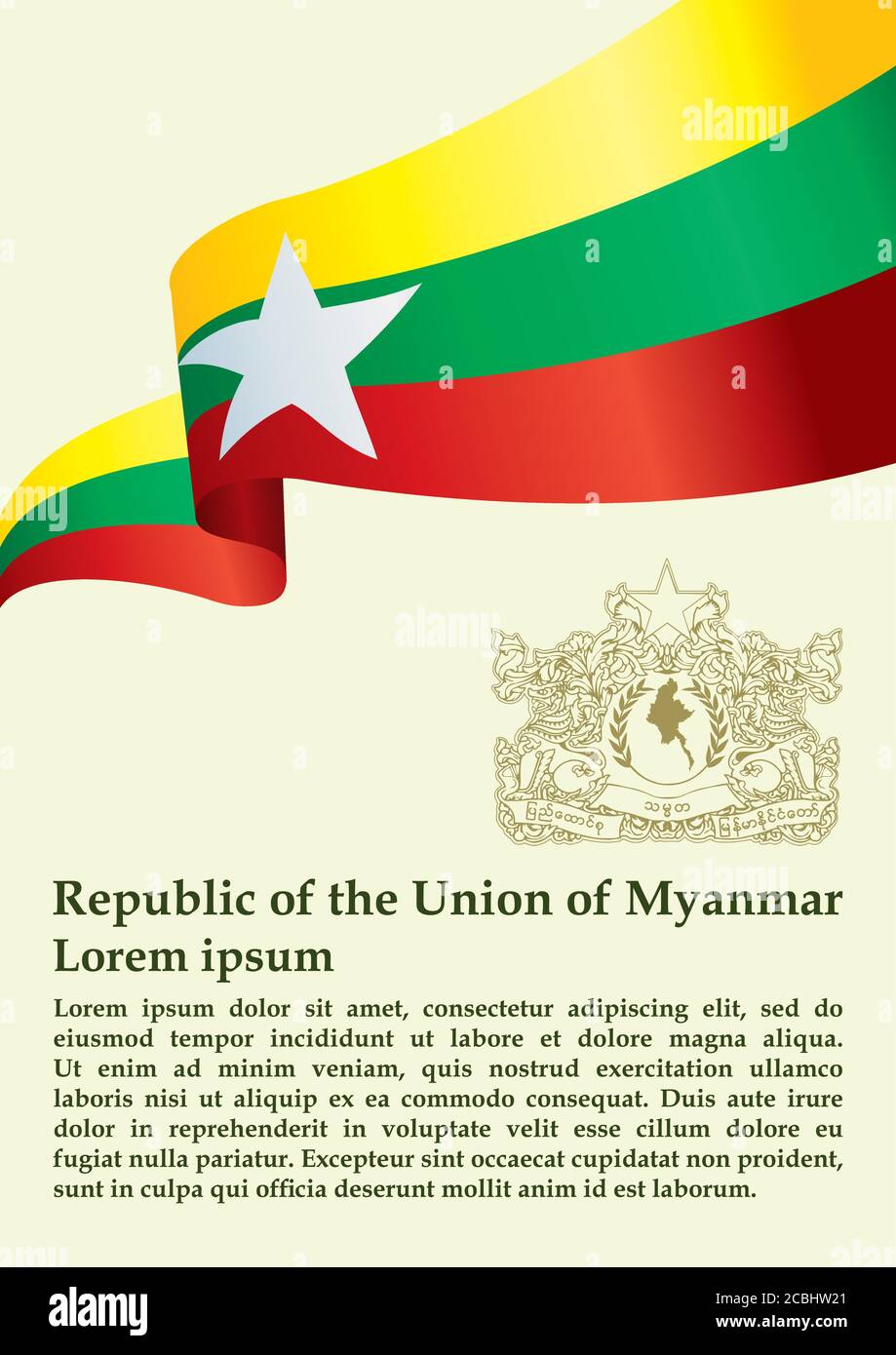 Flag of Myanmar, Republic of the Union of Myanmar. template for award ...