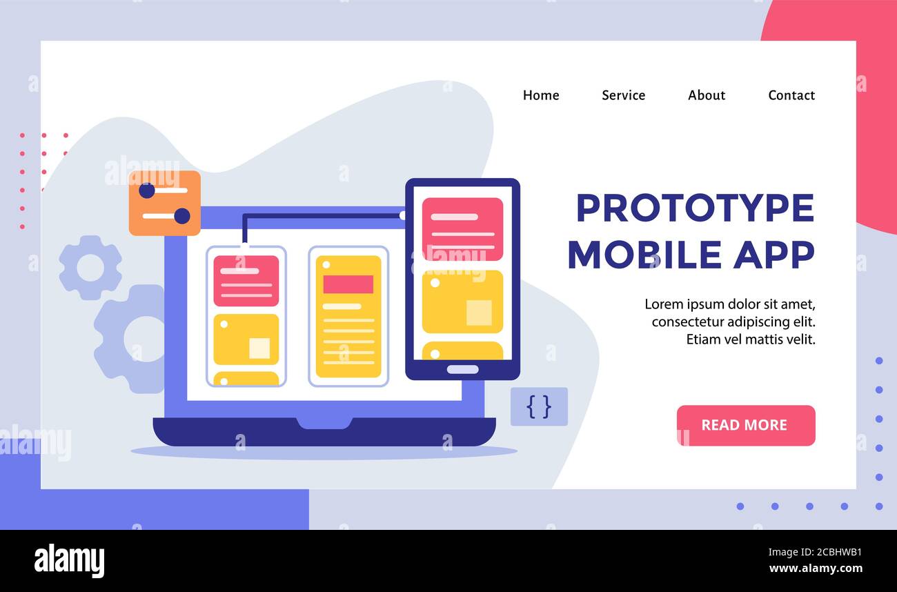 Prototype mobile app wireframe on monitor laptop smartphone campaign ...