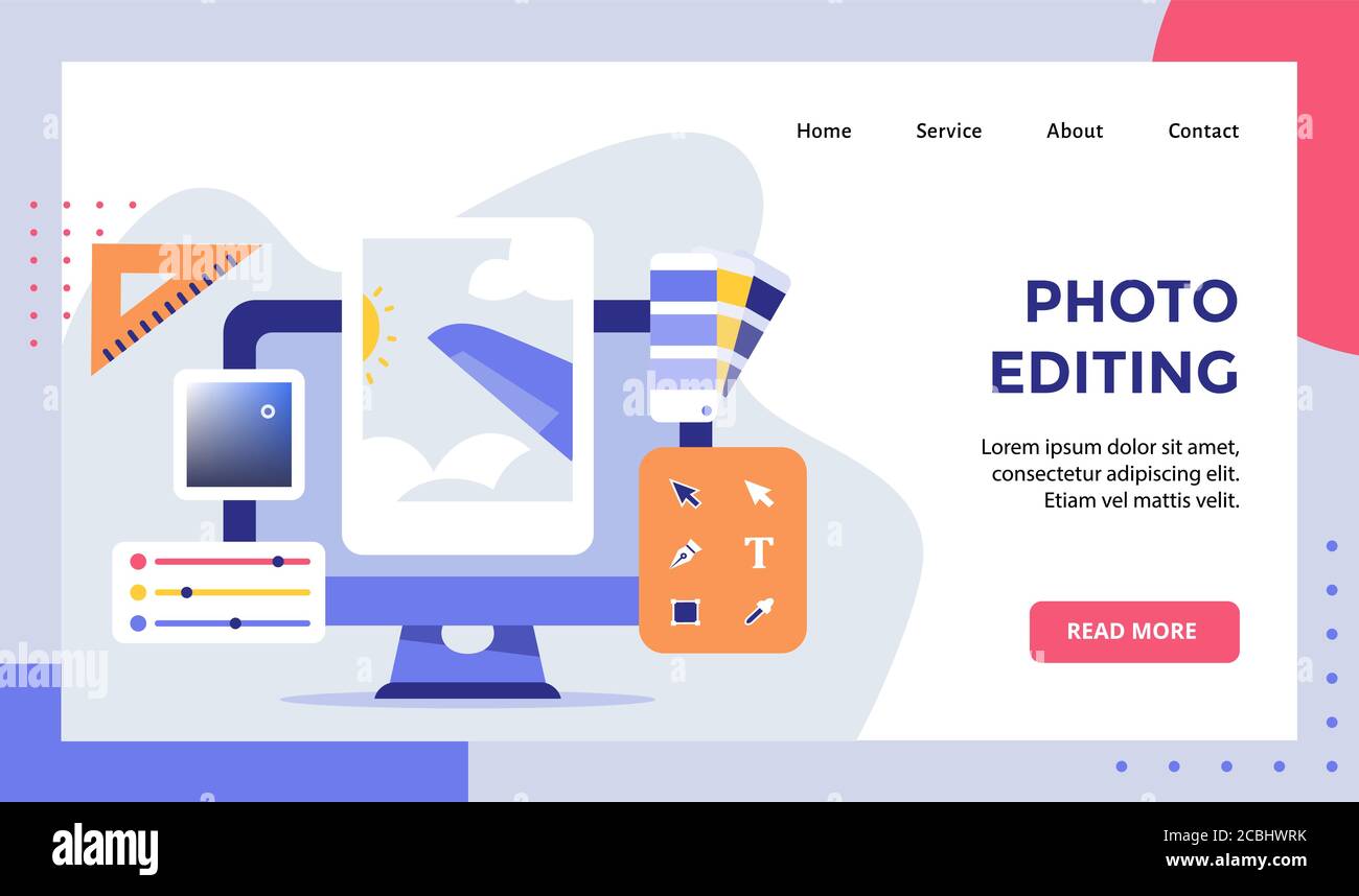Photo editing picture on display monitor screen campaign for web ...