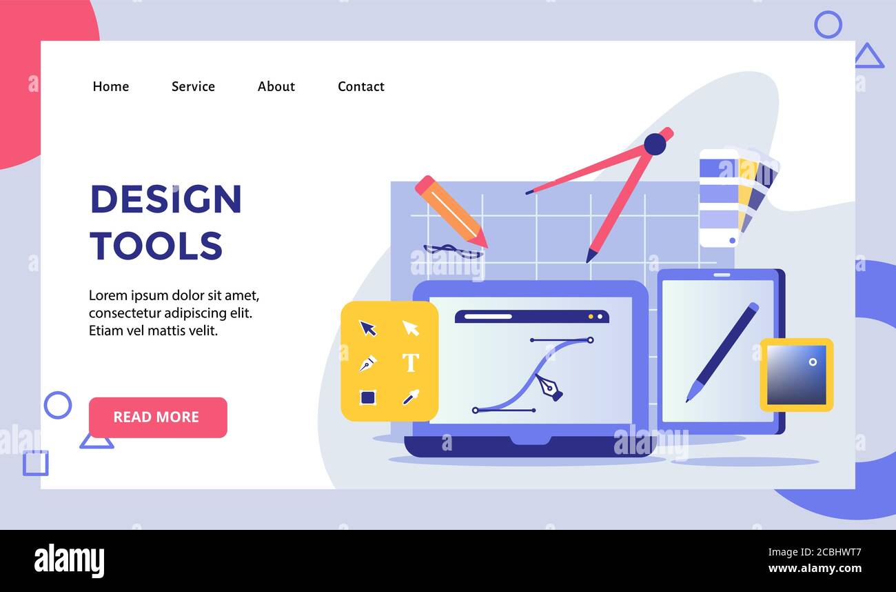 Design tools pen drawing line on display computer campaign for web ...