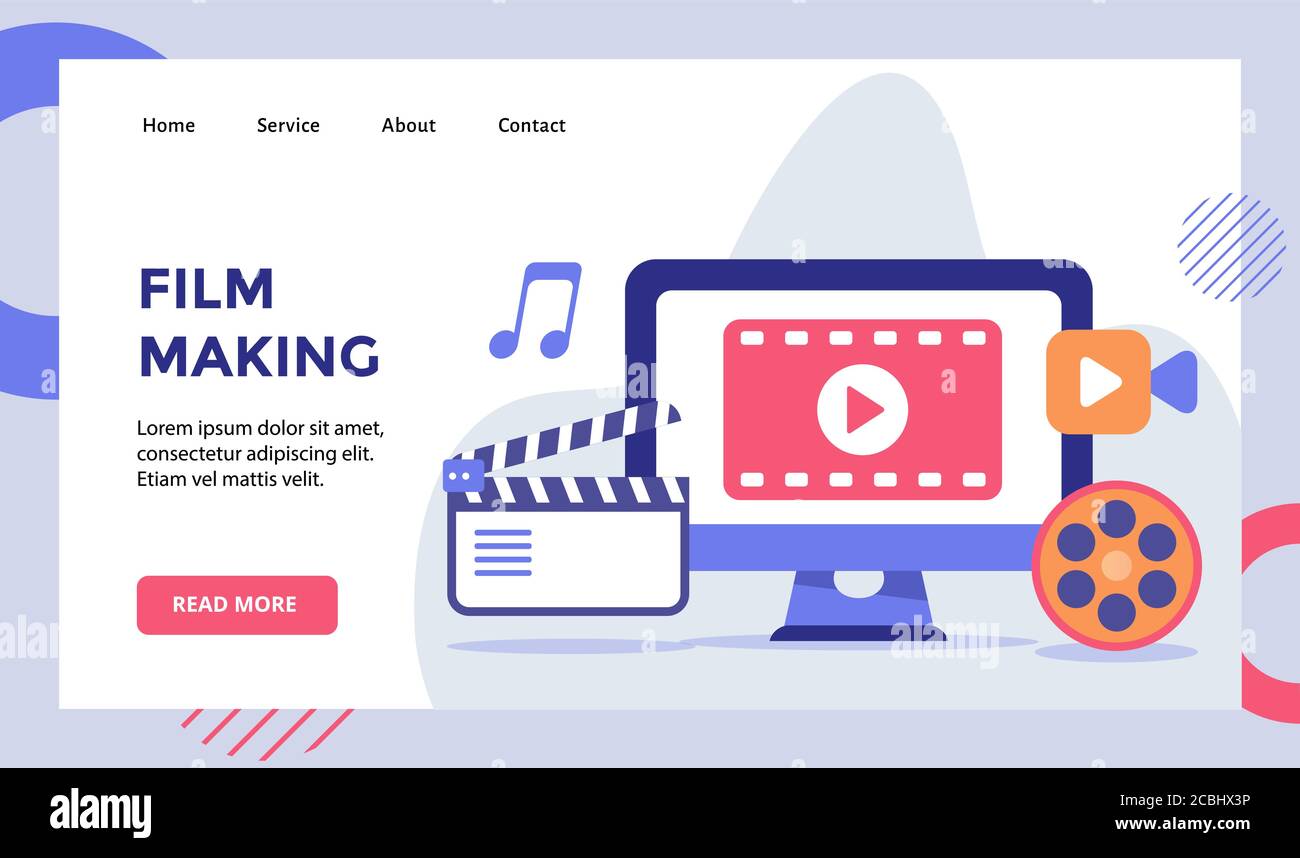 Film making video on computer screen campaign for web website home ...