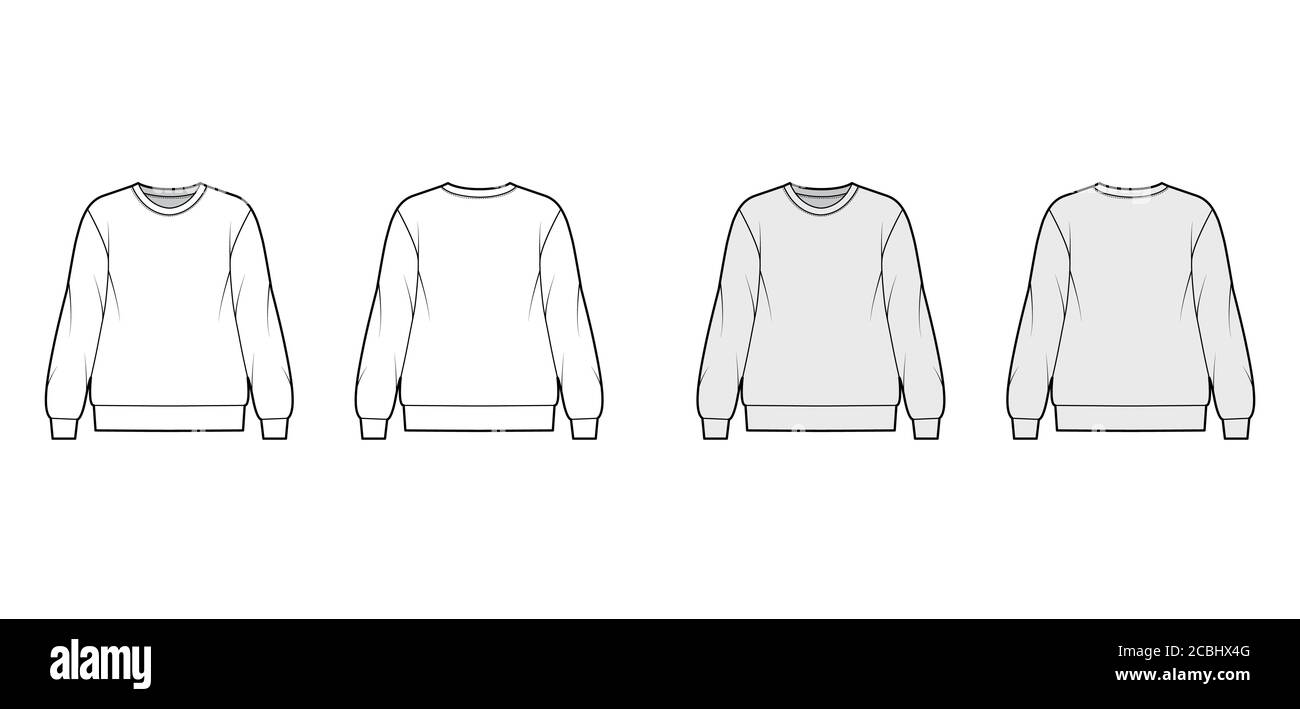 Cotton-terry oversized sweatshirt technical fashion illustration with ...