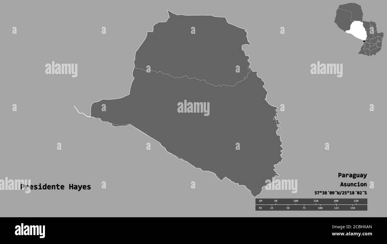 Shape of Presidente Hayes, department of Paraguay, with its capital ...