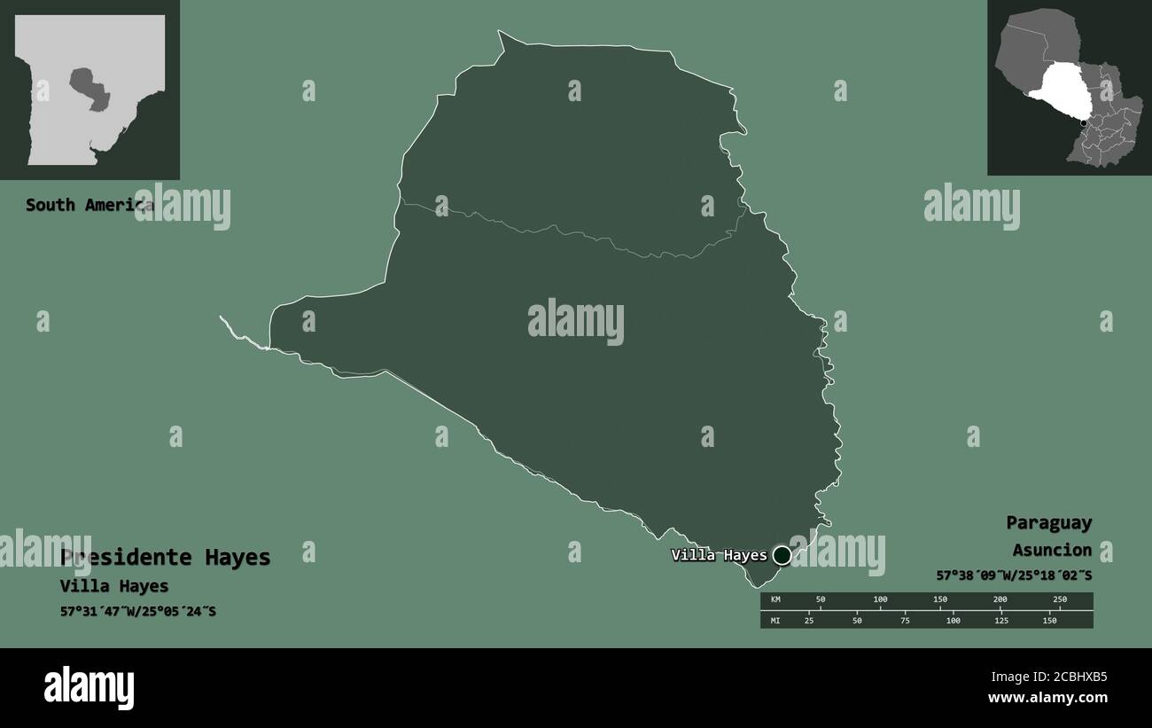 Shape of Presidente Hayes, department of Paraguay, and its capital ...