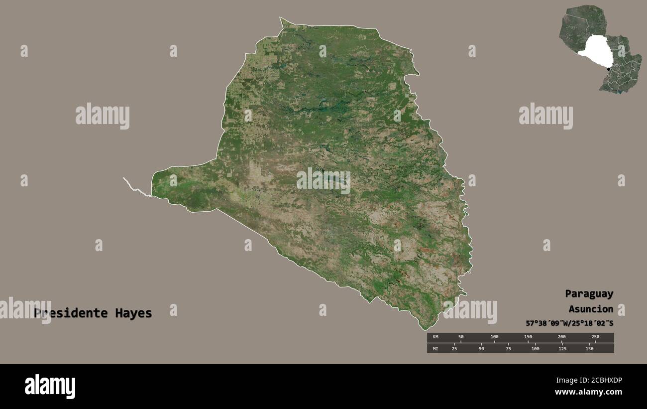 Shape of Presidente Hayes, department of Paraguay, with its capital ...
