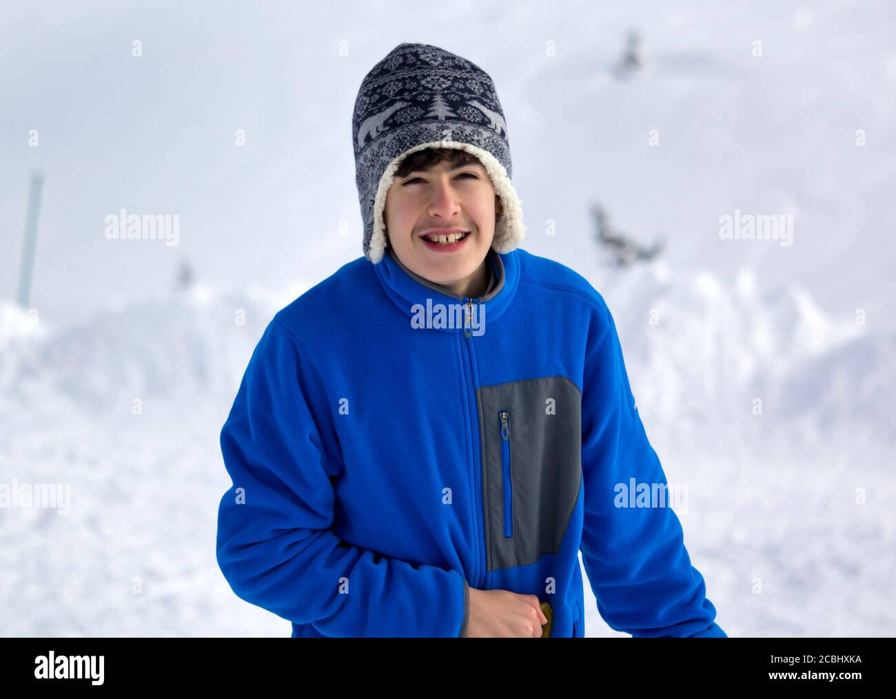 Male model posing in snow hi-res stock photography and images - Alamy
