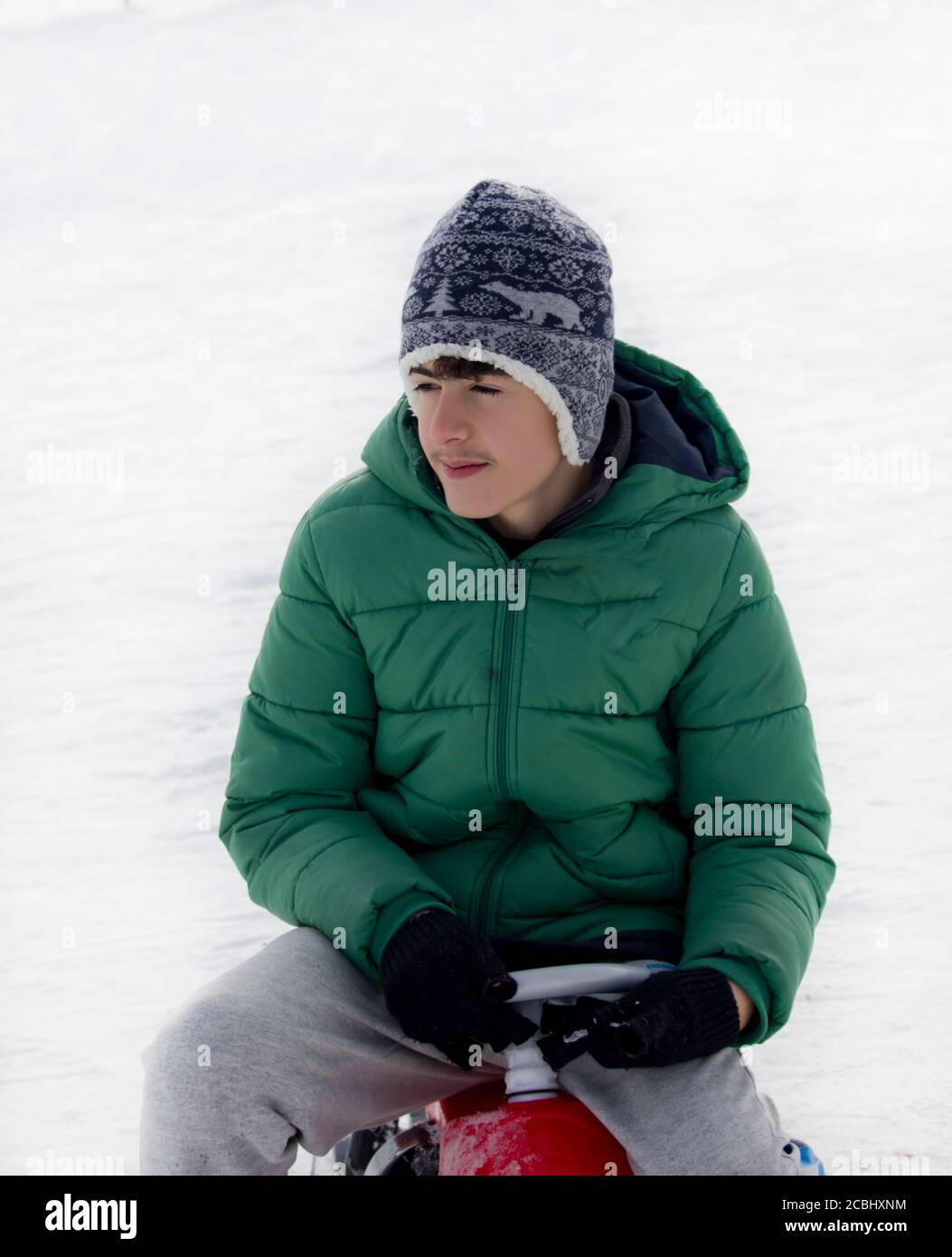 Male model posing in snow hi-res stock photography and images - Alamy