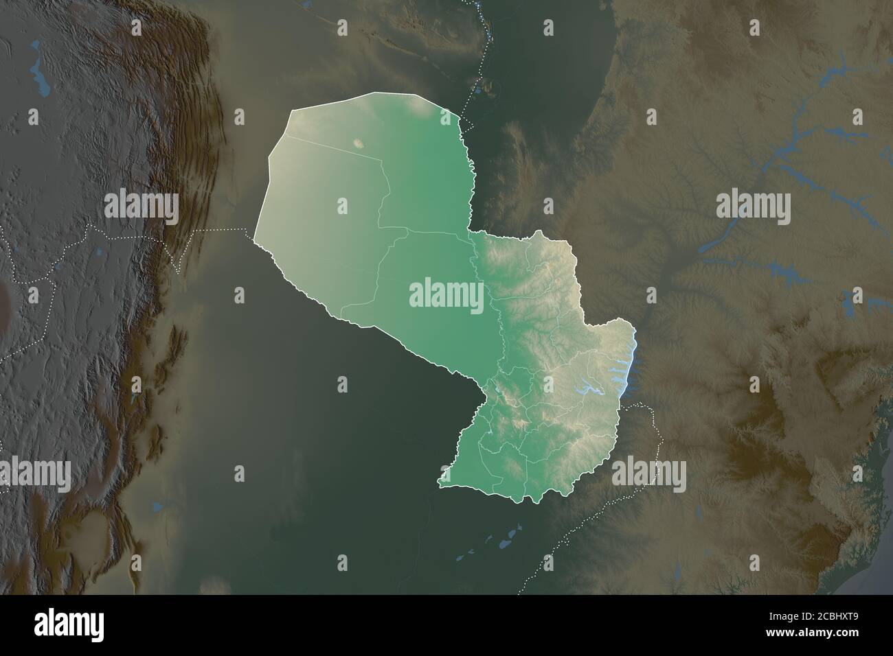 Shape of Paraguay separated by the desaturation of neighboring areas ...