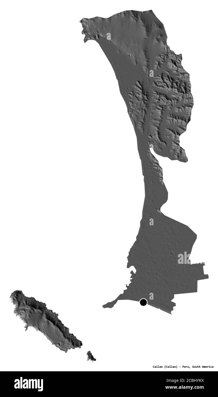 Shape of Callao, province of Peru, with its capital isolated on white ...