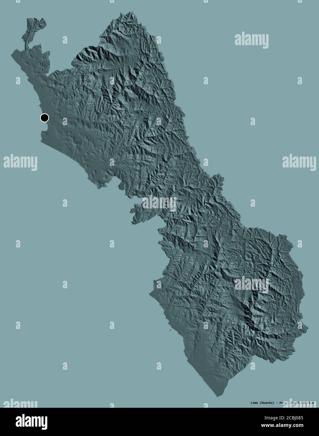 Shape of Lima, region of Peru, with its capital isolated on a solid ...