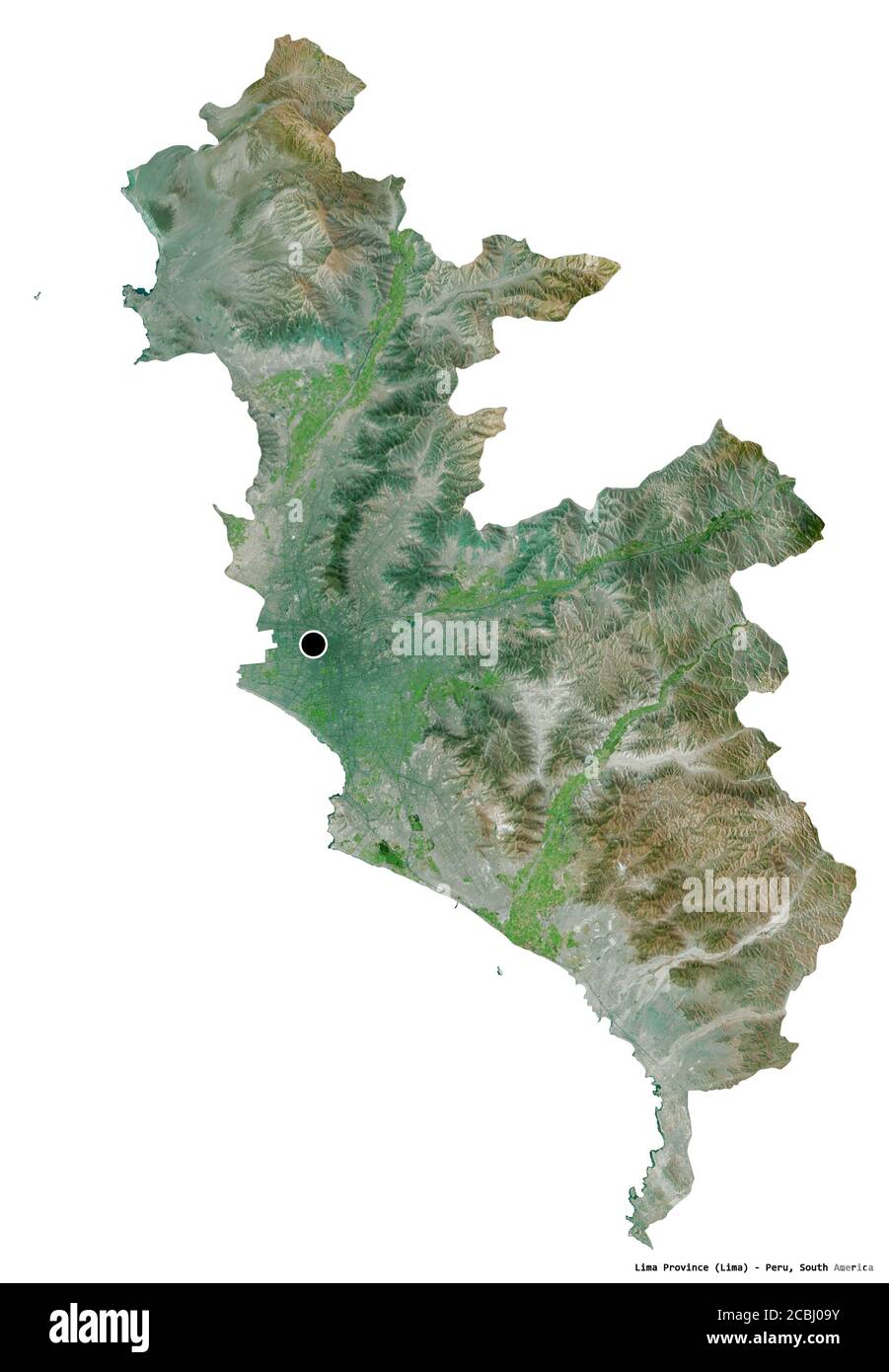 Shape of Lima Province, province of Peru, with its capital isolated on ...