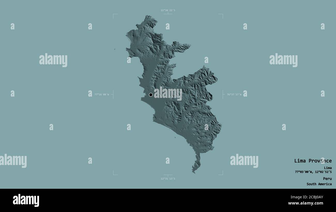 Area of Lima Province, province of Peru, isolated on a solid background ...