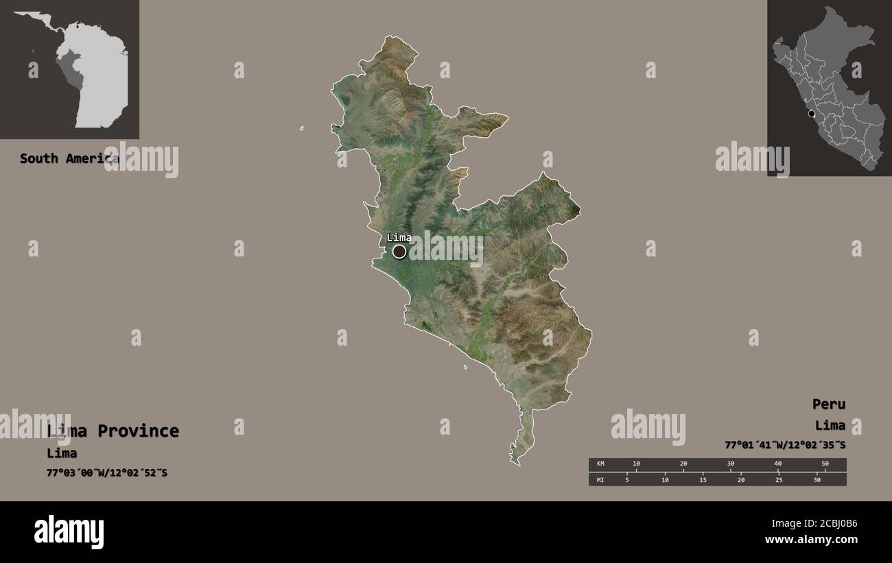 Shape of Lima Province, province of Peru, and its capital. Distance ...
