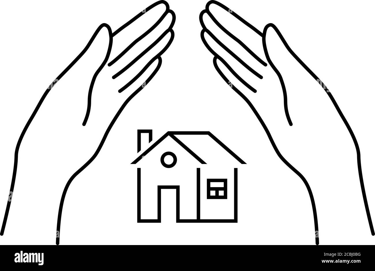 real estate insurance with linear hands Stock Vector Image & Art - Alamy