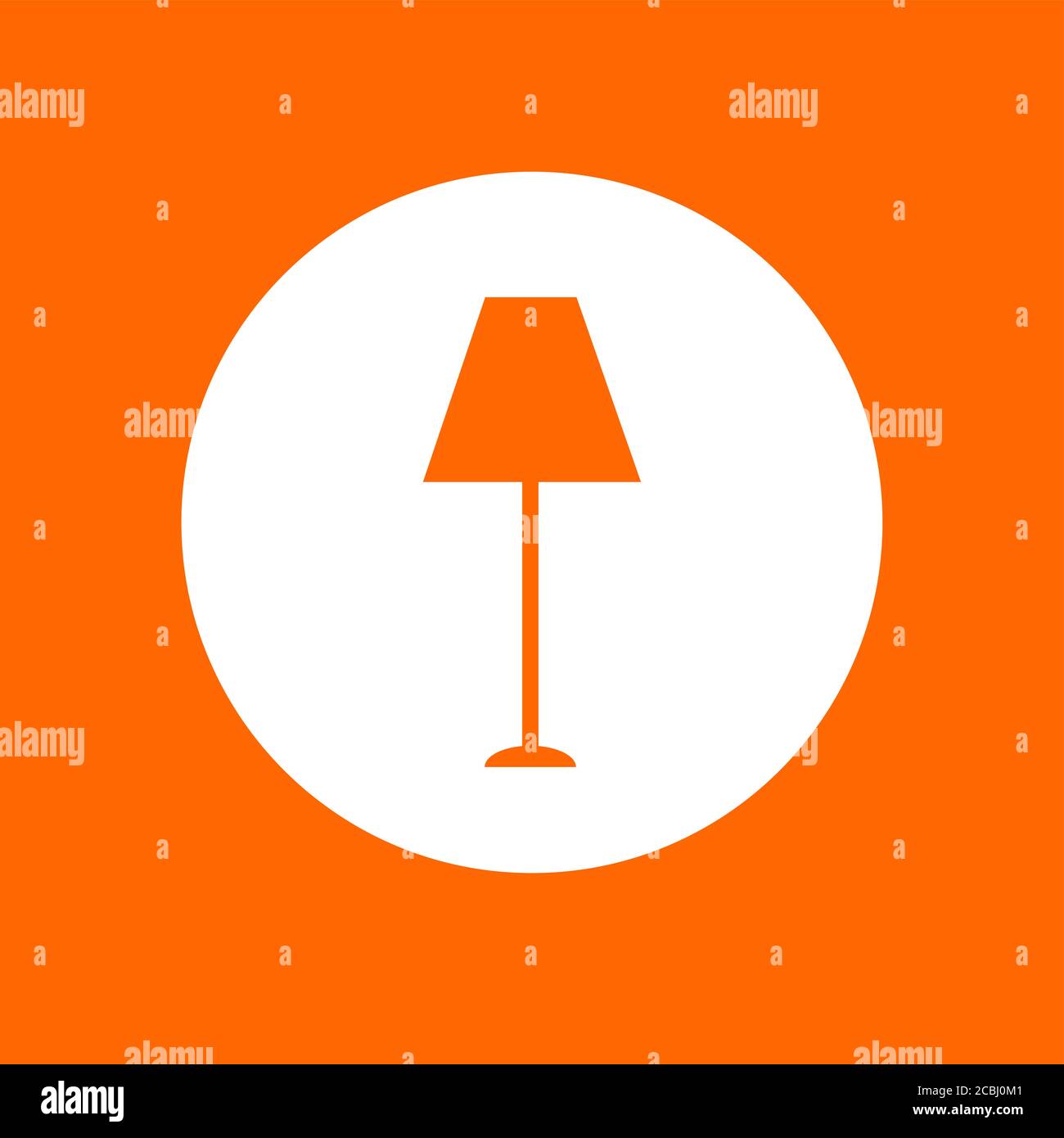 Table lamp symbol icon. In white circle on a orange background Stock ...