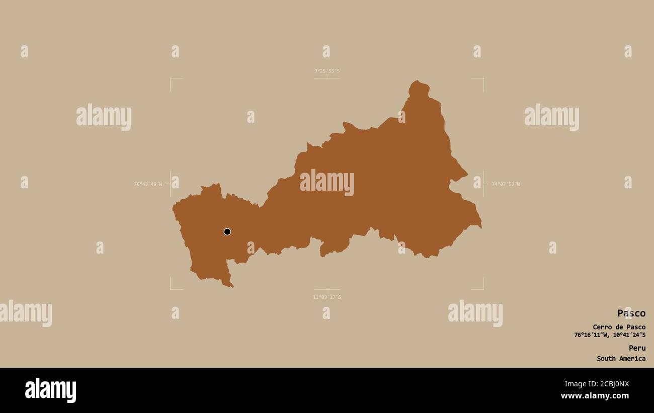 Area of Pasco, region of Peru, isolated on a solid background in a ...