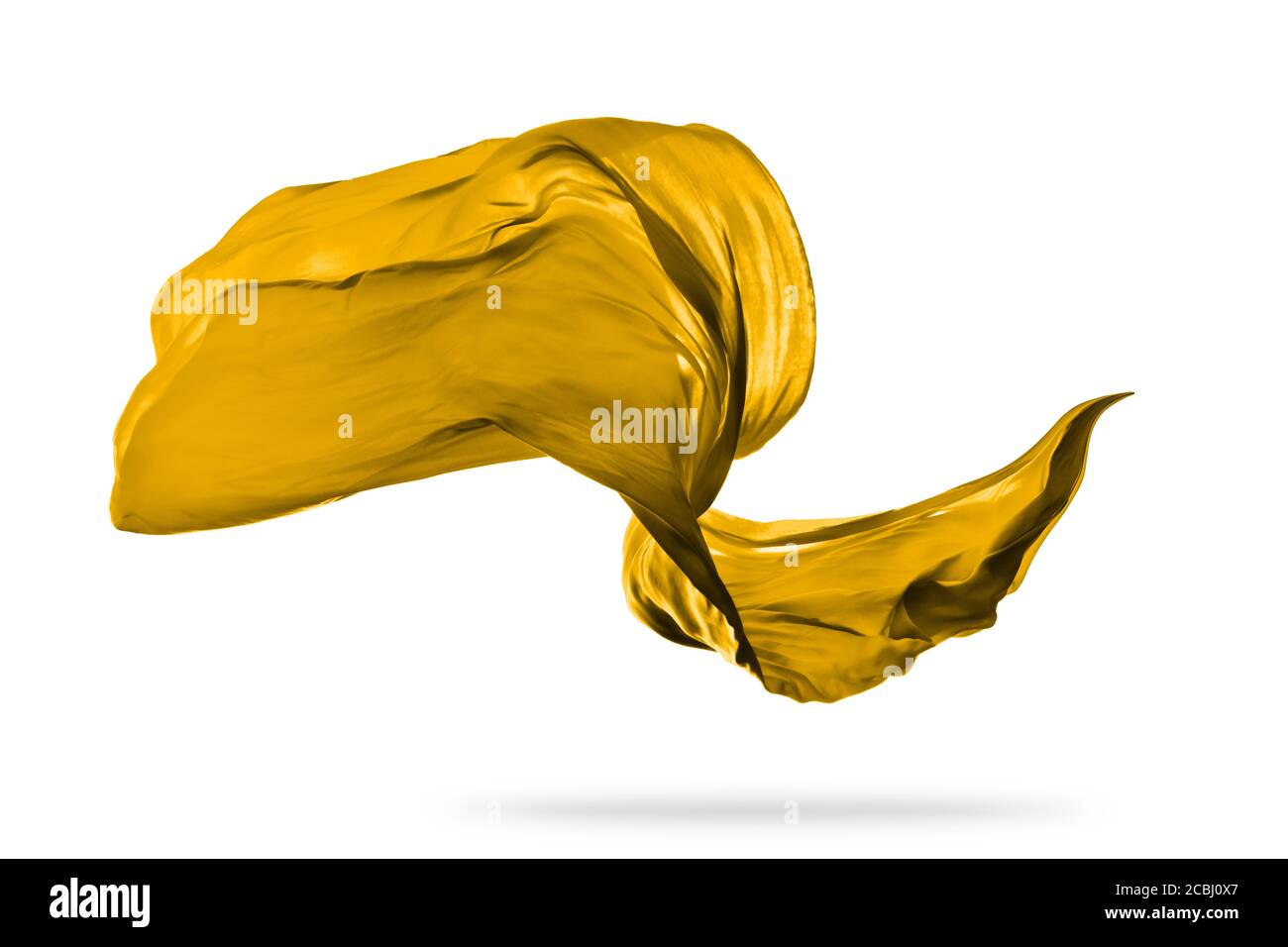 Flying piece of coloured cloth texture isolated on white background ...