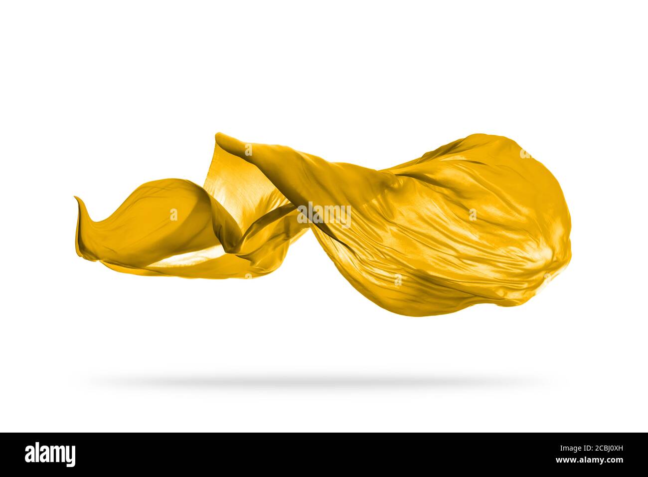 Flying piece of coloured cloth texture isolated on white background ...