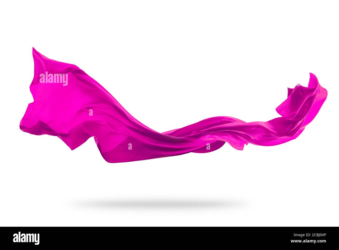 Flying piece of coloured cloth texture isolated on white background ...