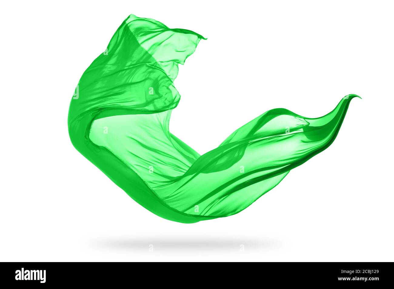 Flying piece of coloured cloth texture isolated on white background ...