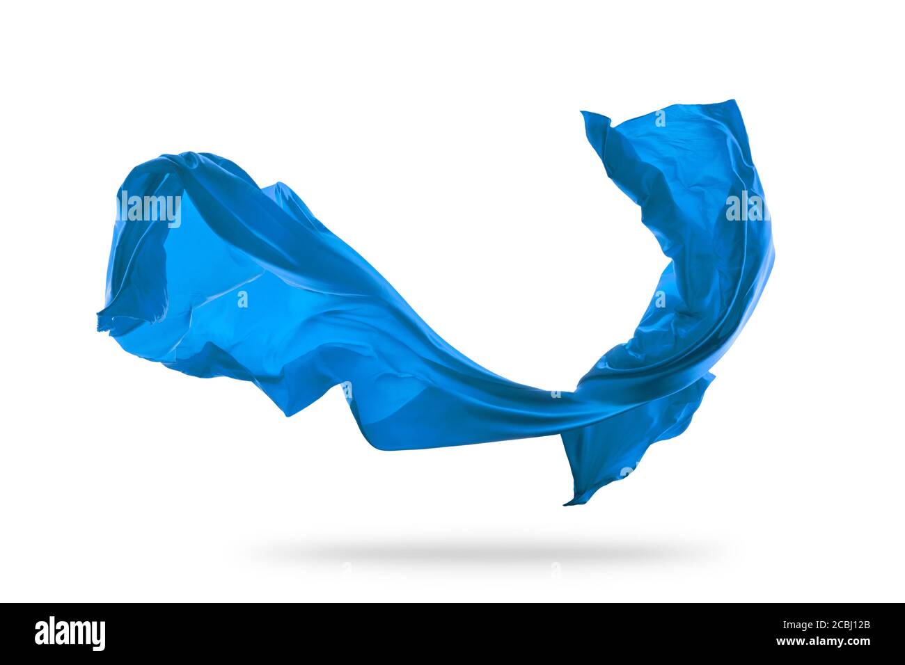Flying piece of coloured cloth texture isolated on white background ...