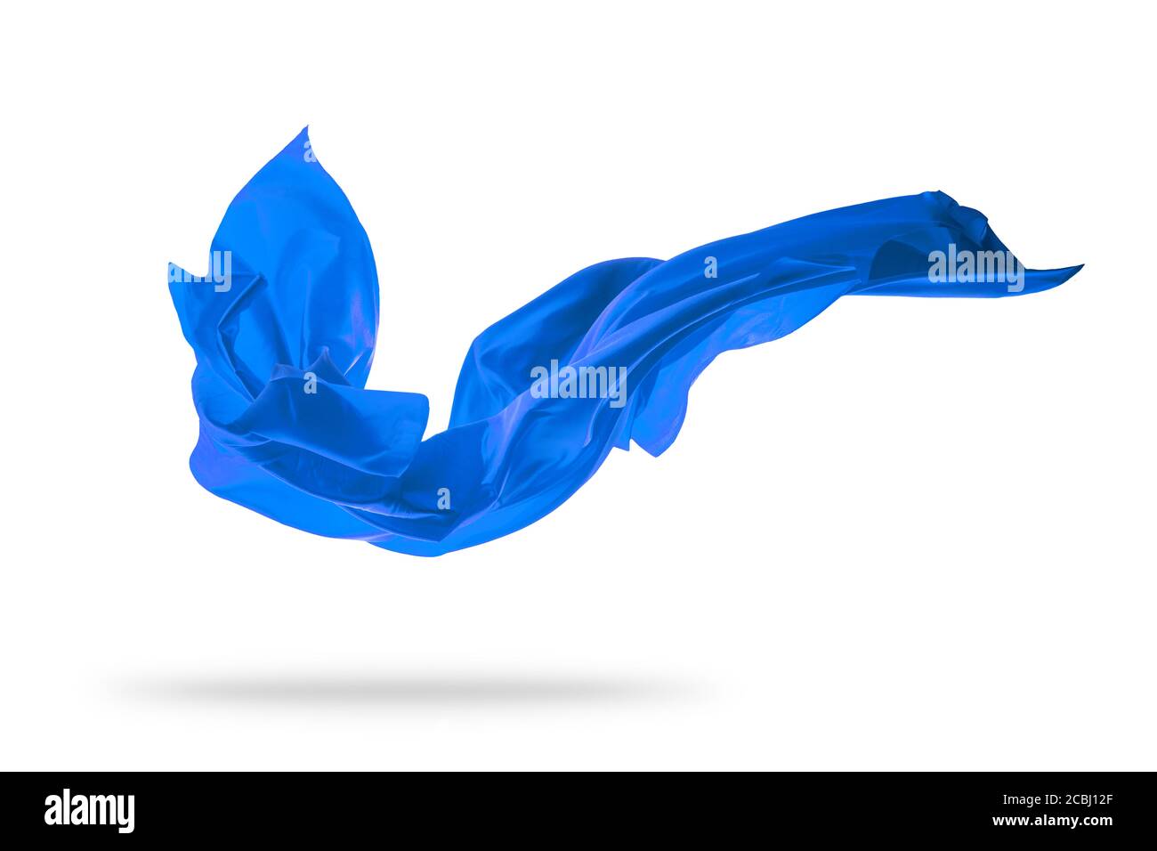 Flying piece of coloured cloth texture isolated on white background ...