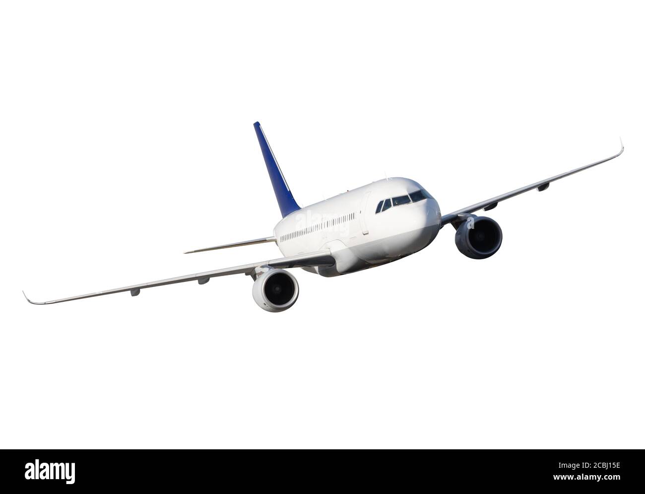 Commercial jetplane isolated on white background, single object ...