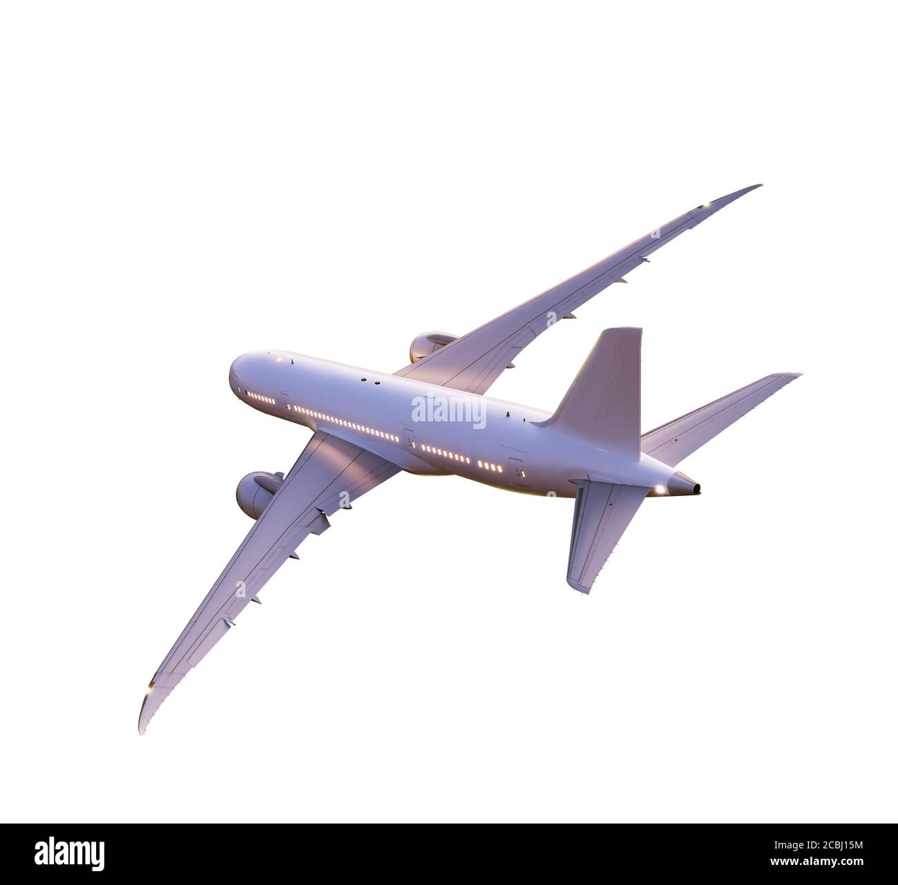 Commercial jetplane isolated on white background, single object ...