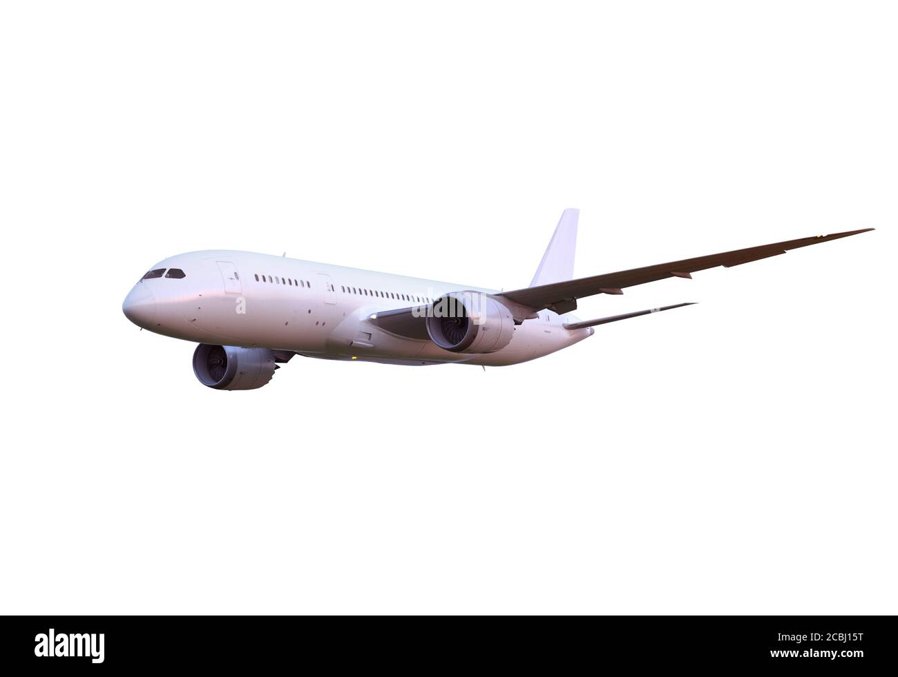 Commercial jetplane isolated on white background, single object ...
