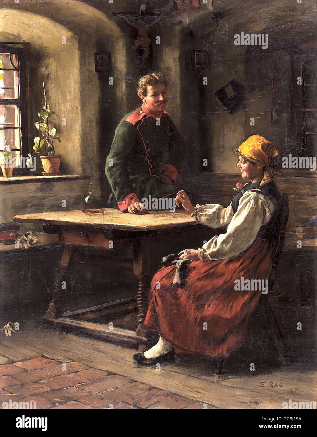 Rau Emil - Officer with Peasant - German School - 19th Century Stock ...