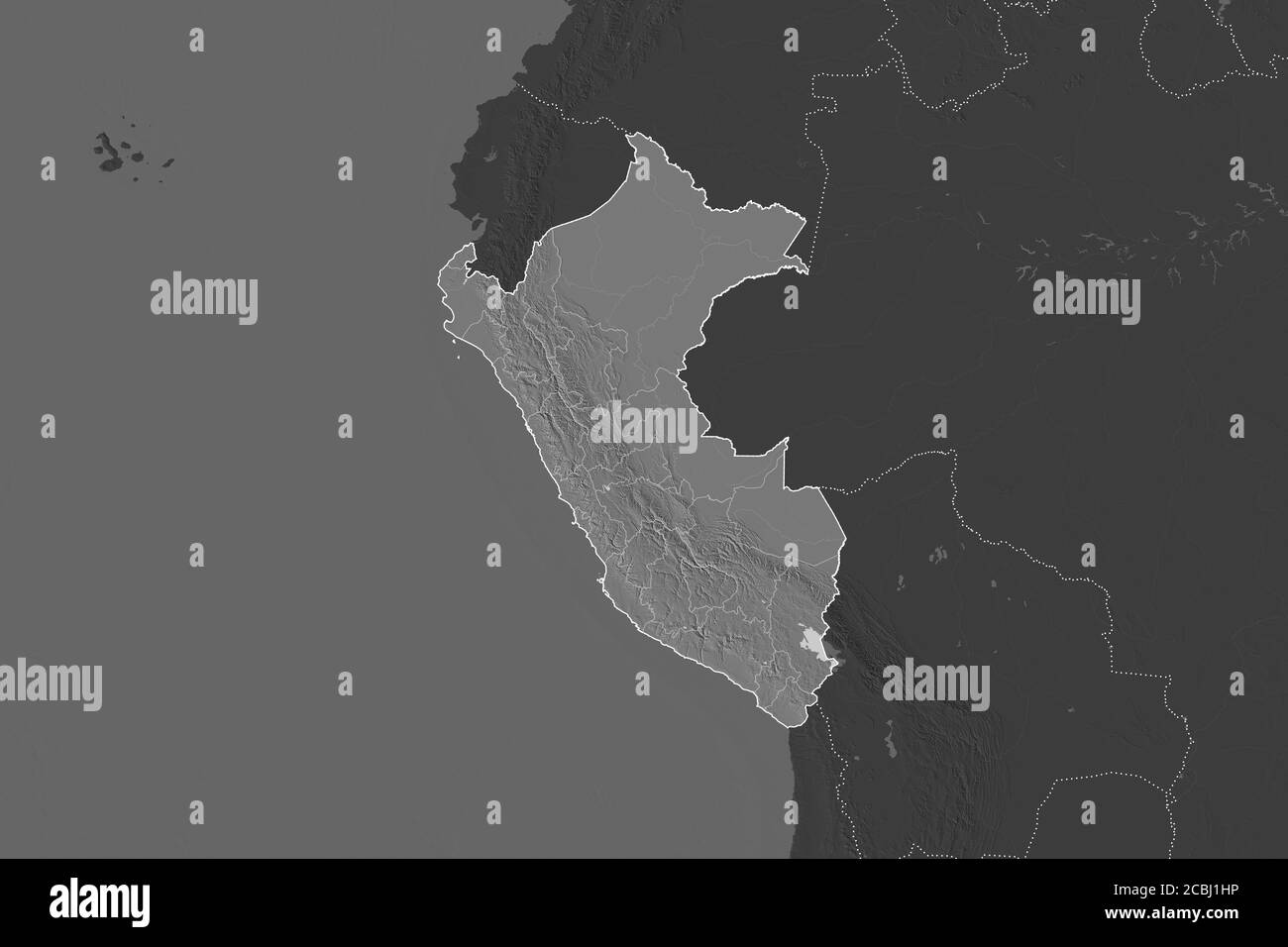 Shape of Peru separated by the desaturation of neighboring areas ...